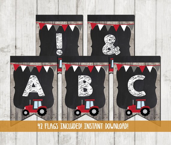 Printable Red Tractor Banner Tractor Bunting Tractor Party - Etsy Ireland