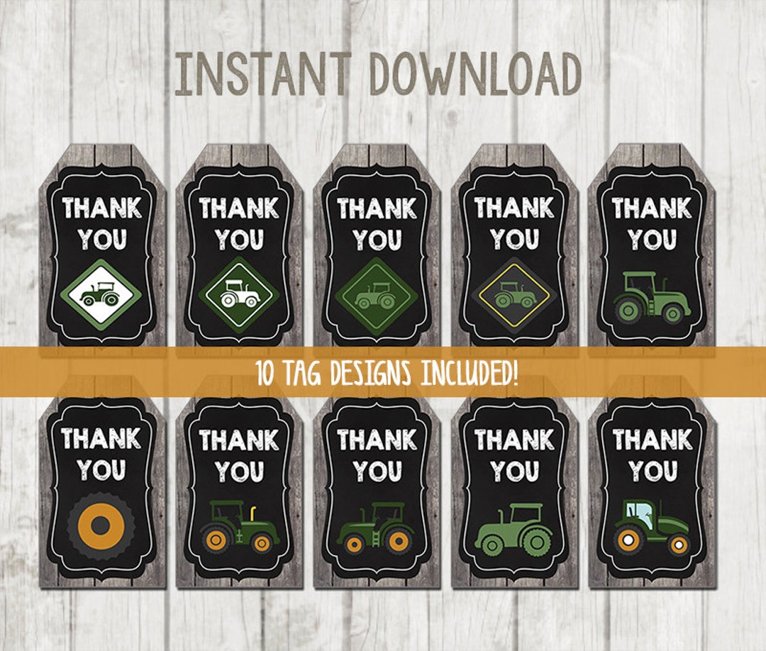 Printable Tractor Thank You Tags, Tractor Tags, Tractor Gift Tags ...