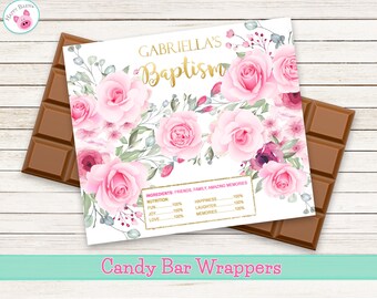 Printable Floral Candy Bar Wrapper Labels Floral Candy - Etsy