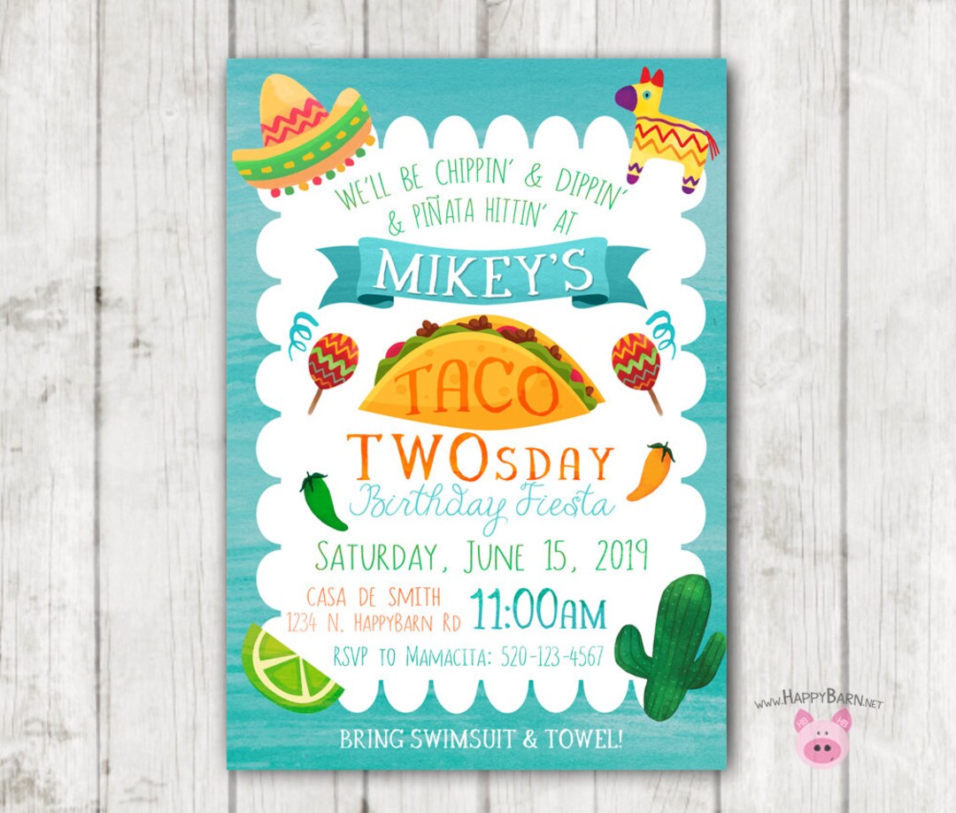 Printable Taco Twosday Birthday Invitation, Taco Birthday Party, Taco ...