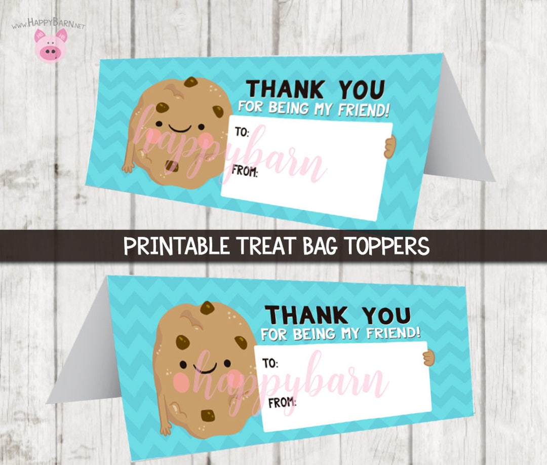 Printable Cookie Bag Toppers, Valentines Day Treat Bag Toppers, School ...