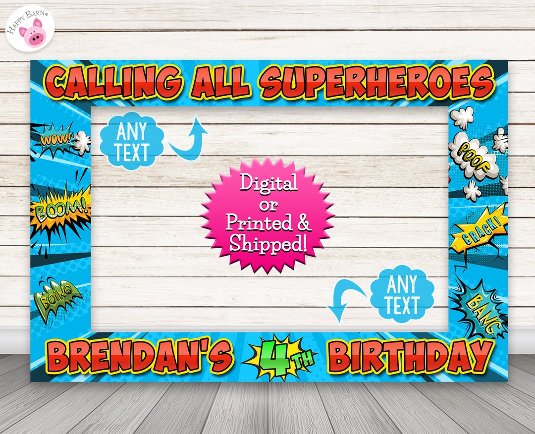 Superhero Photo Booth Frame, Superhero Birthday Party, Super Hero ...