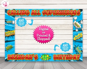 Superhero Photo Booth Frame, Superhero Birthday Party, Comic Frame ...