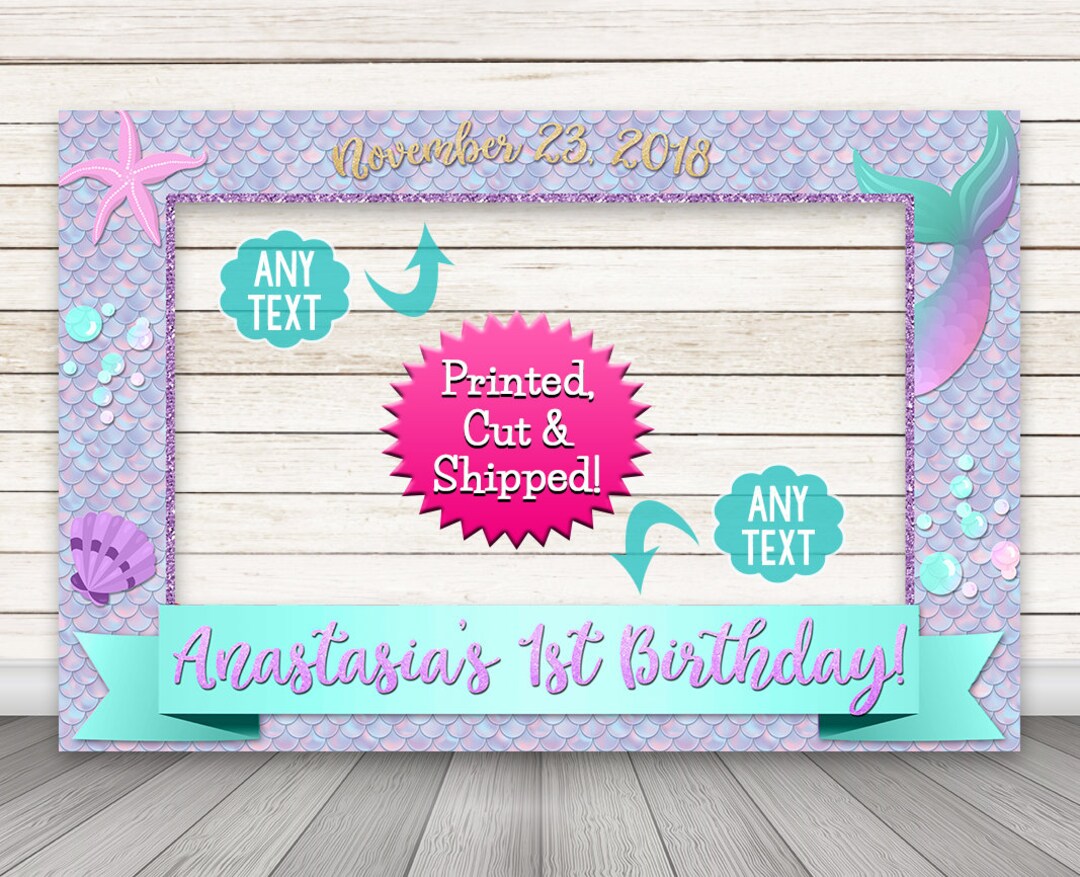 Mermaid Photo Booth Frame Prop - PRINTED & SHIPPED or DIGITAL - Mermaid ...