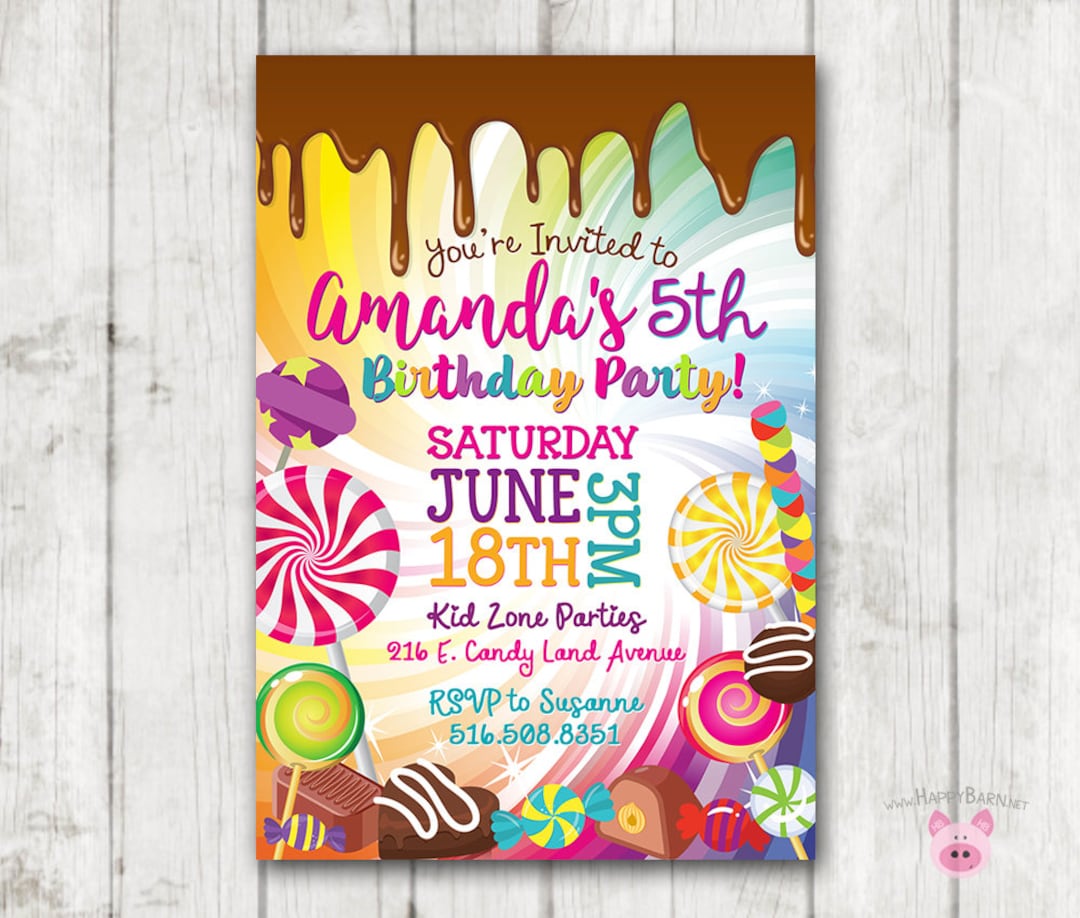 Printable Candyland Party Invitations