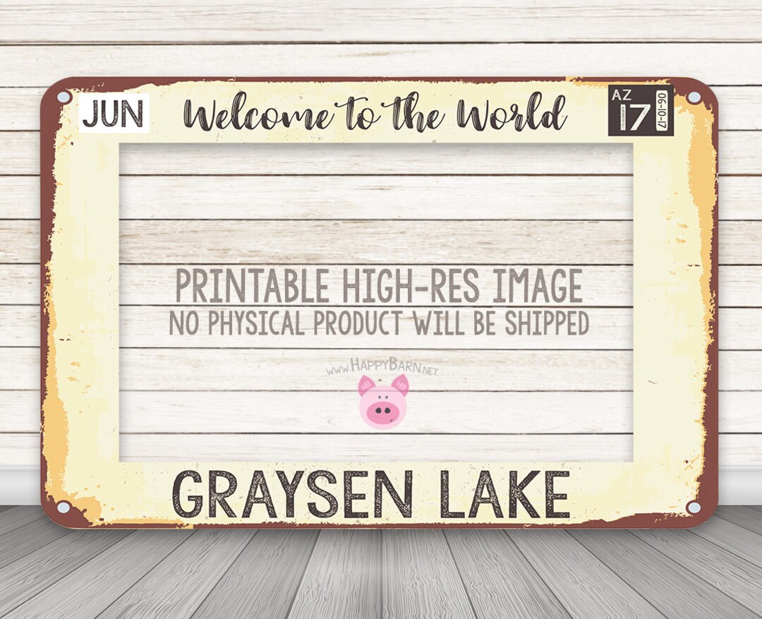 PRINTABLE License Plate Photo Booth Frame, Vintage License Plate ...
