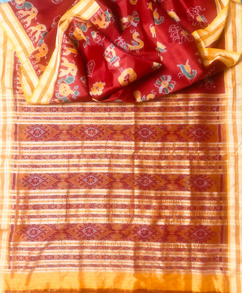 Hand woven Traditional Ikat Orissa Handloom Khandua Silk Saree | Etsy