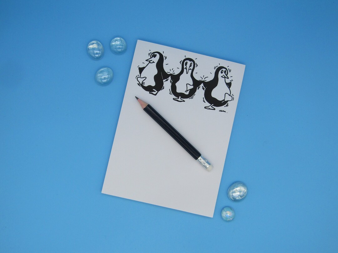 Penguin A6 Notepad, Dancing Penguins Notepad, Penguin Notepad, Cartoon ...