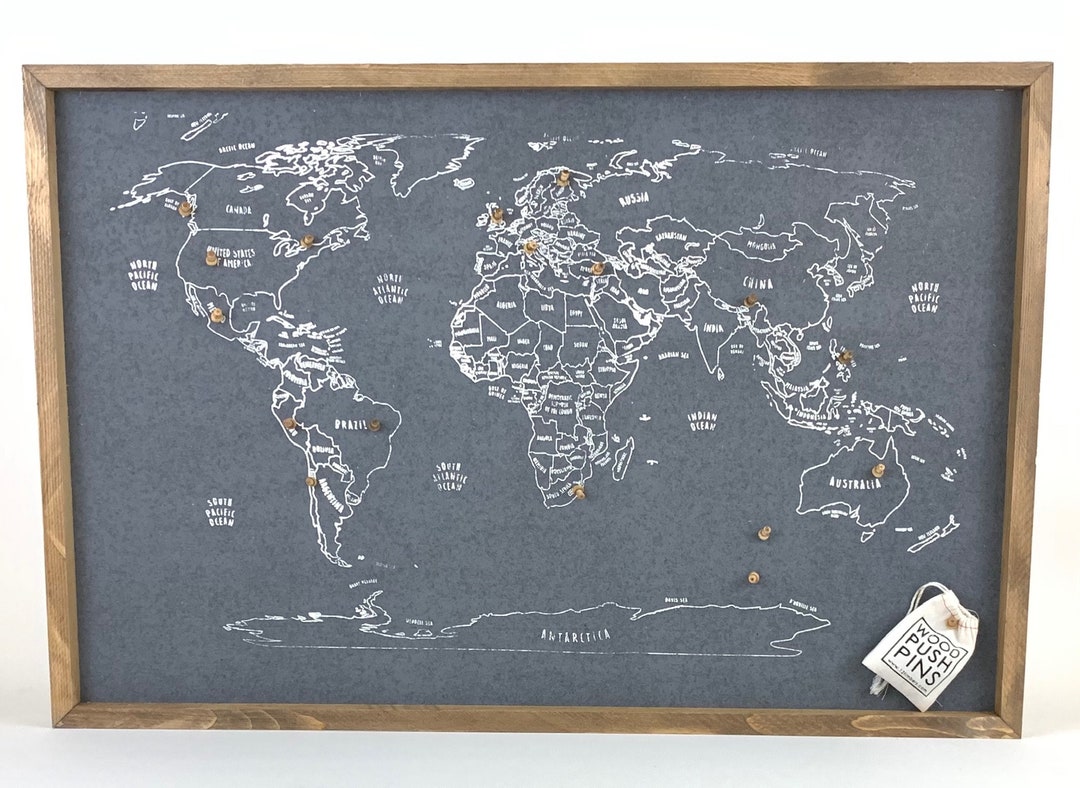 World Map Pinboard Outline - Etsy