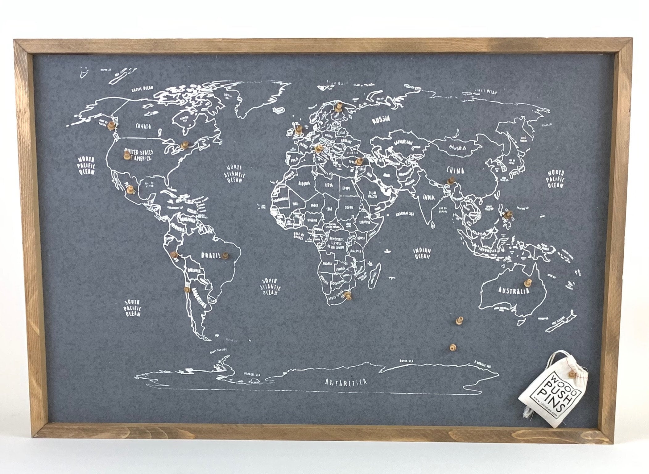 World Map Pinboard Outline - Etsy