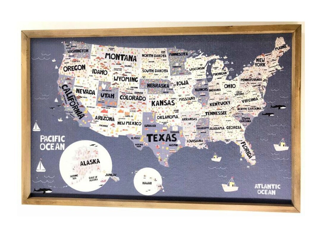 Blue USA Map Pinboard - Etsy