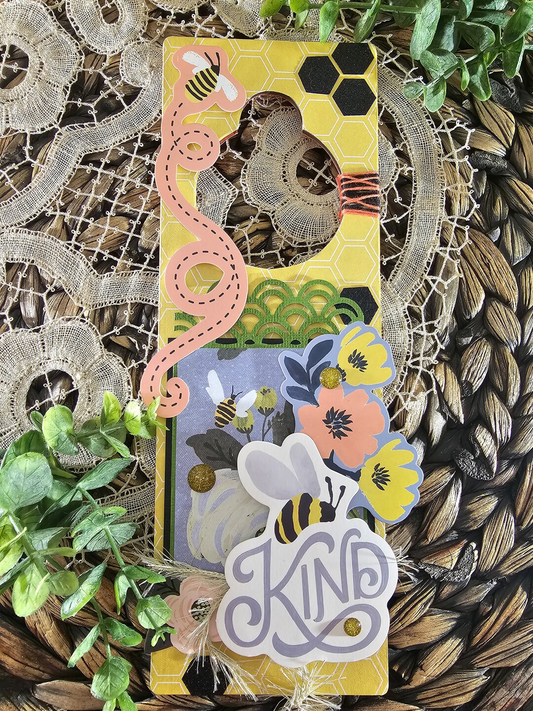 Bumblebee Door Hanger Queen Bee Home Decor, Honey Bee Hanging Sign ...