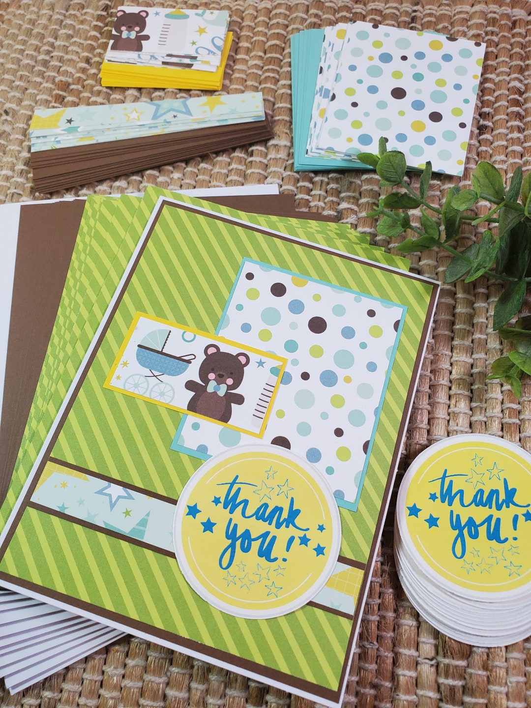 Baby Shower Thank You Card Kit: Handmade Greeting Card Set - Etsy