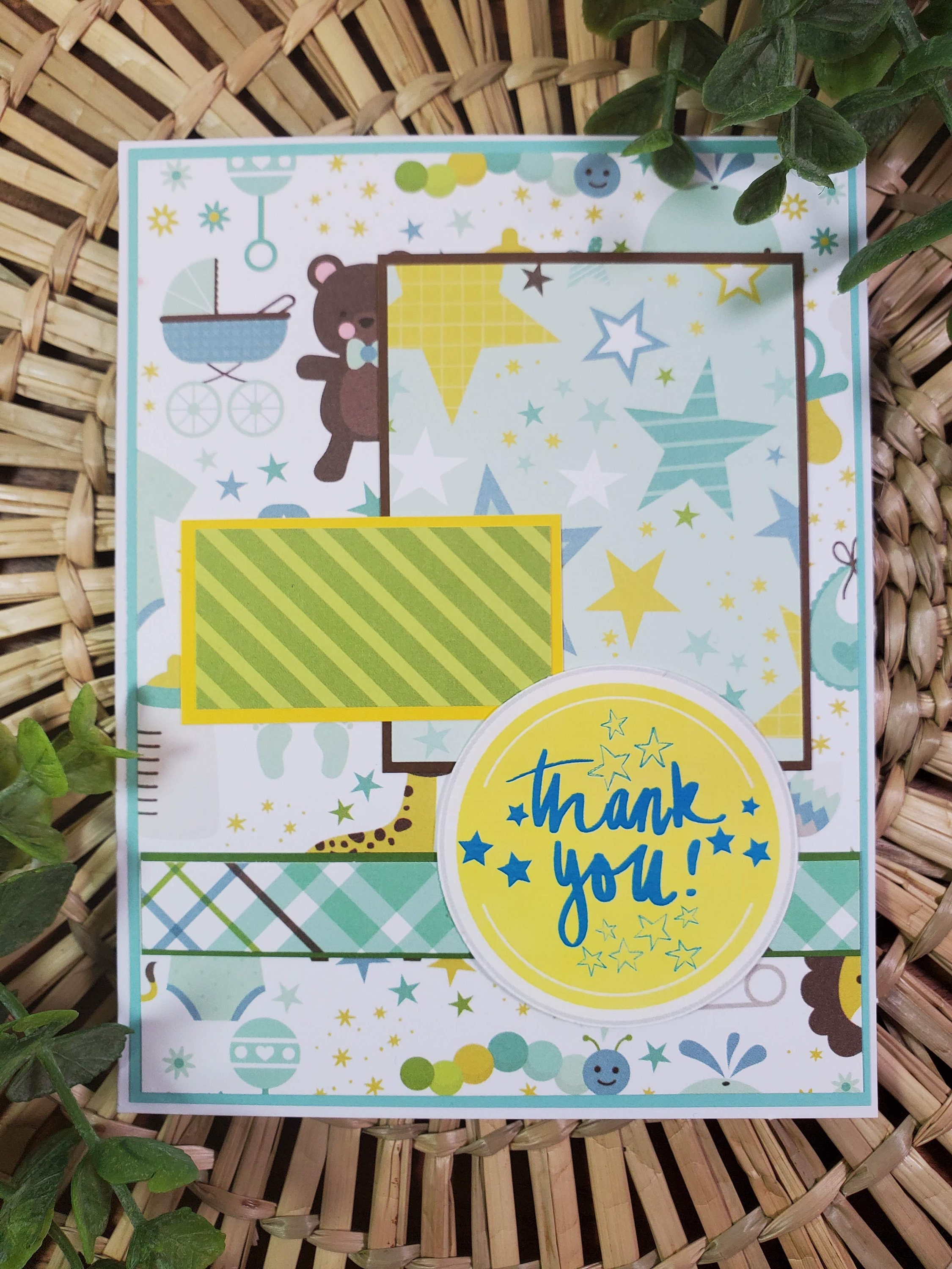 Baby Shower Thank You Card Kit for Baby Boy, DIY Thank You Card Set for ...