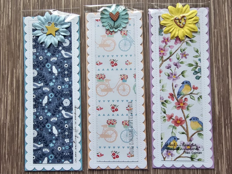 Fancy Handmade Paper Bookmarks | Birds, Animals, Flowers & Hearts ...