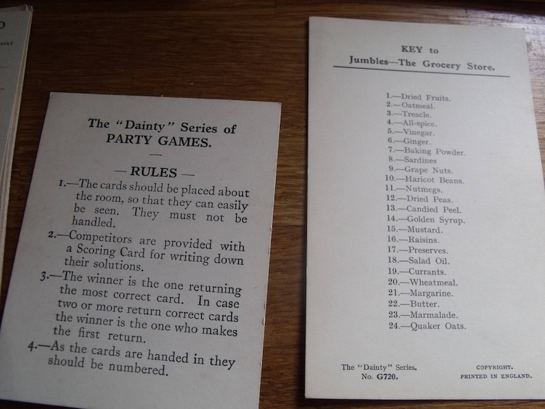 The Dainty Series Evening Party Games Klues English Towns and Jumbles ...