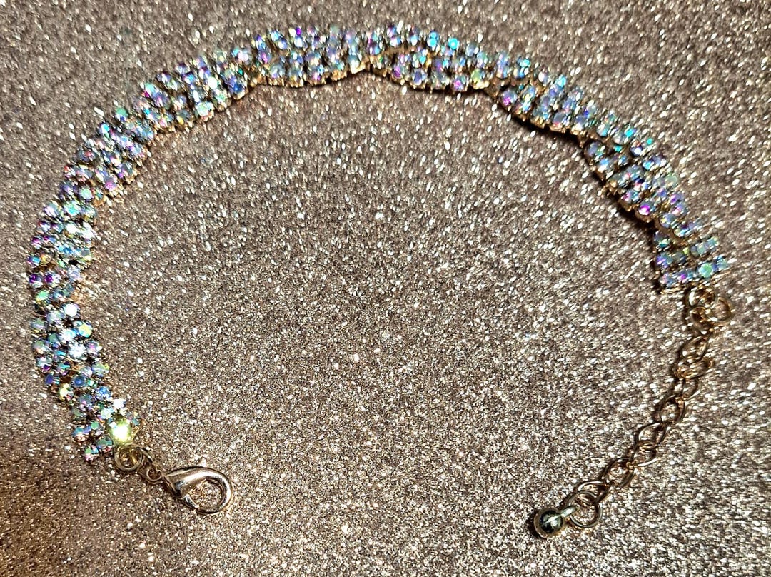 Aurora Borealis Clear Rhinestones Gold Plated Vintage Bracelet - Etsy