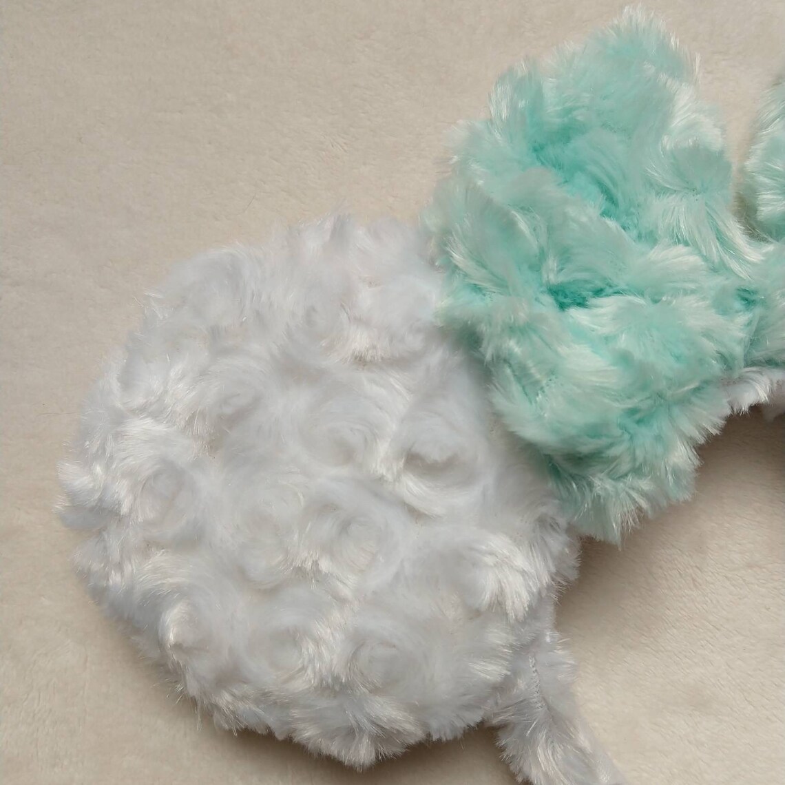 White and Mint Fuzzy Ears - Etsy