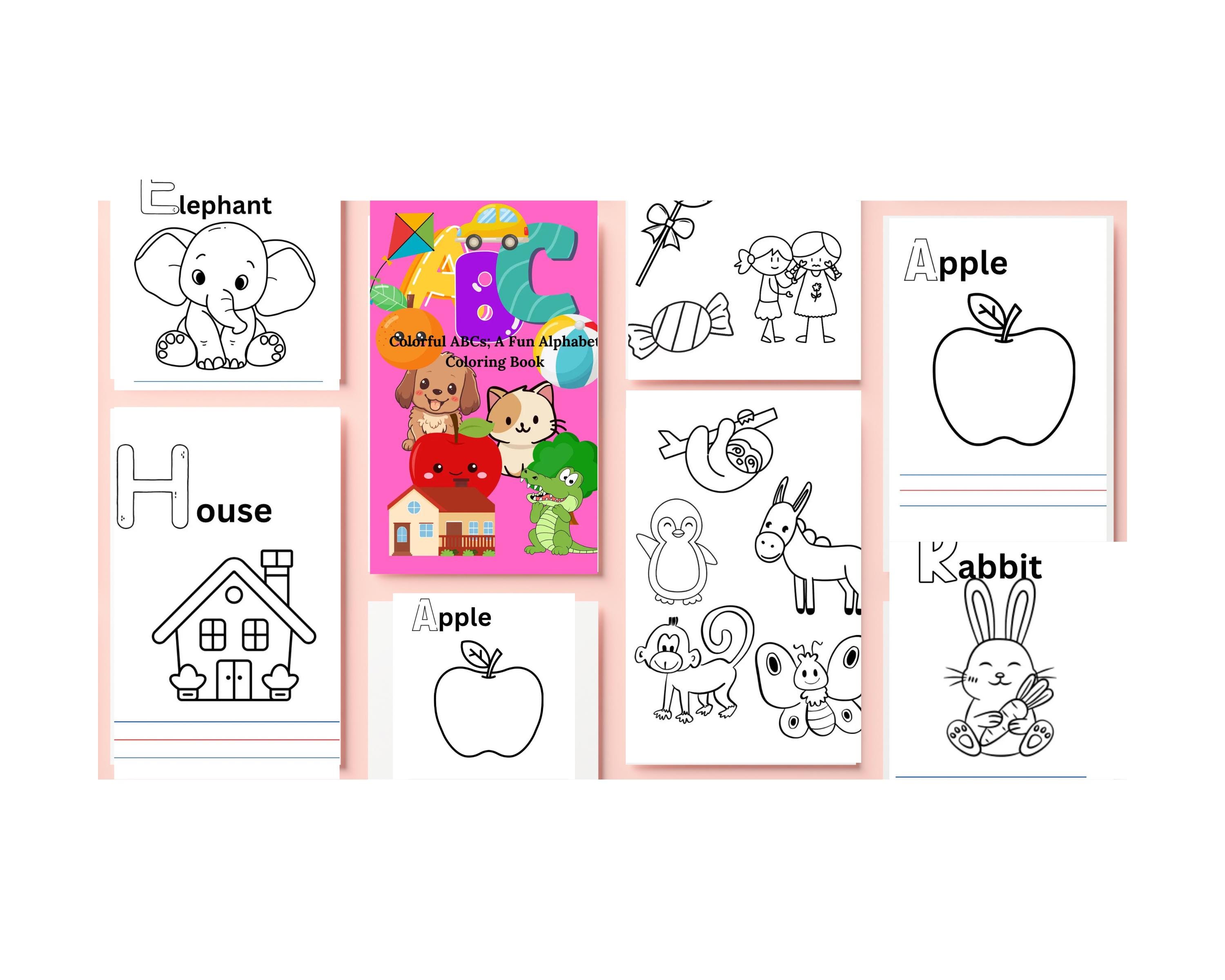 40 Page Alphabet Coloring Book for Kids | ABC Learning Activity Book ...