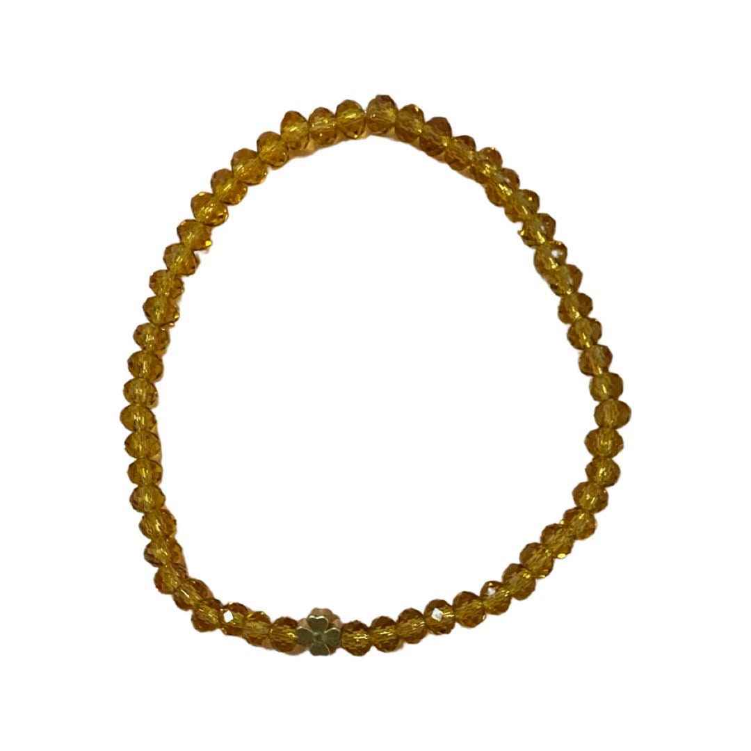 Yellow Bead Bracelet With Tiny Flower Stainless Steel Focal Bead ...