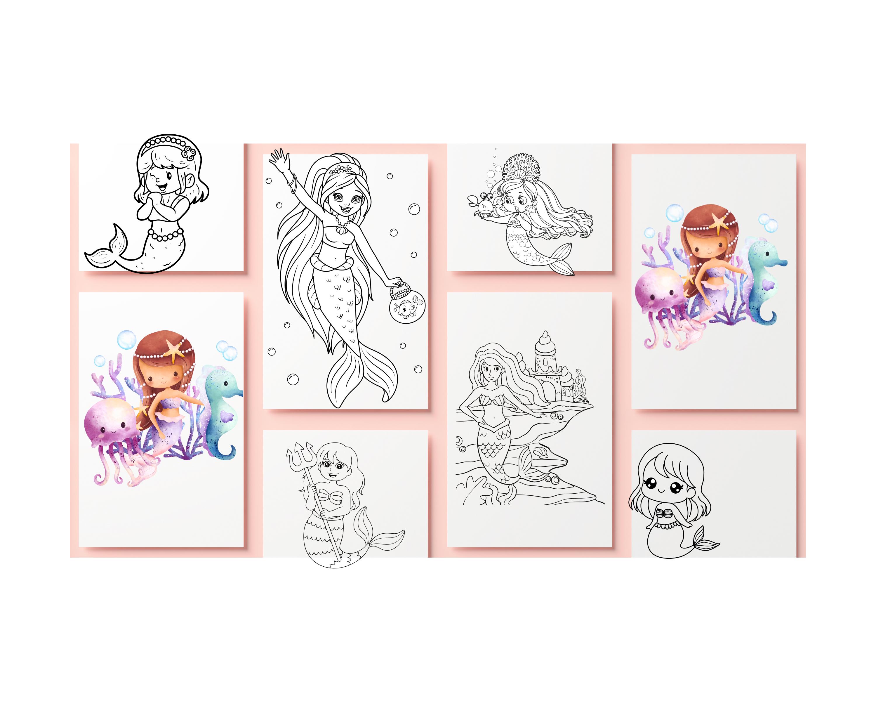 Mermaid Coloring Pages Fantasy Ocean Printable for Kids & Adults ...