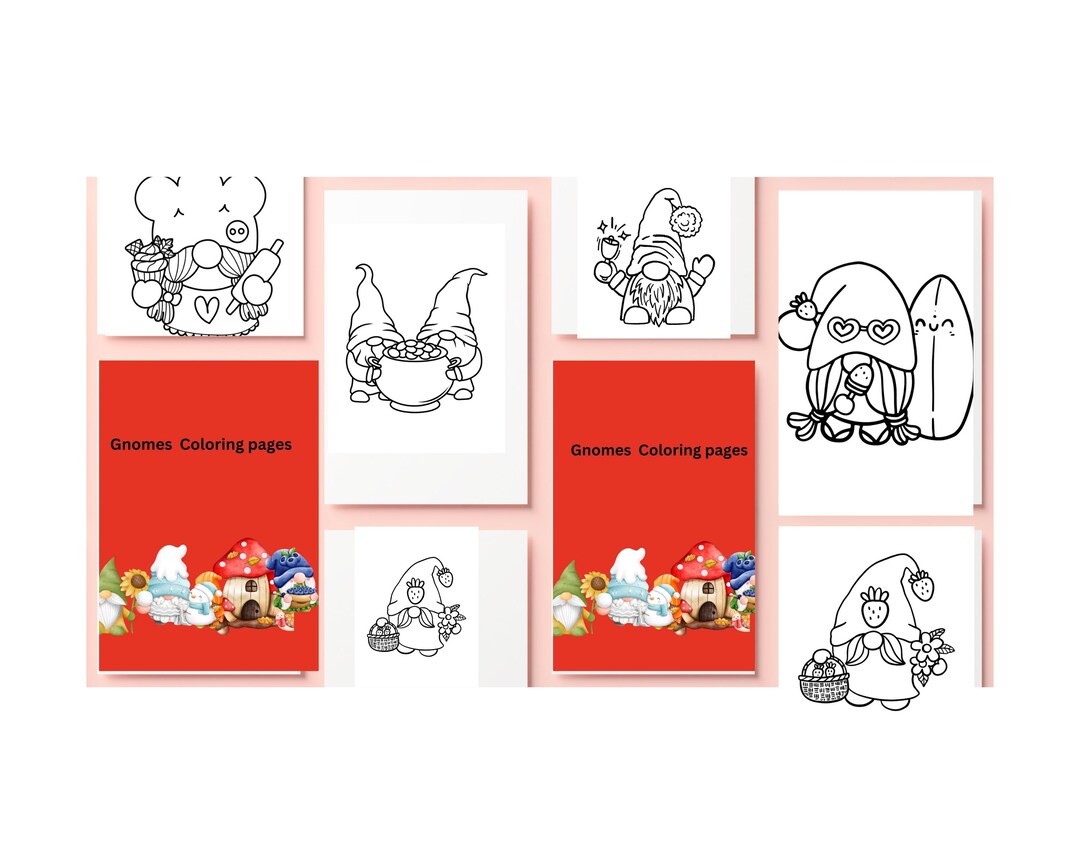 Whimsical Gnomes Coloring Pages Relaxing Designs (digital Download) for ...