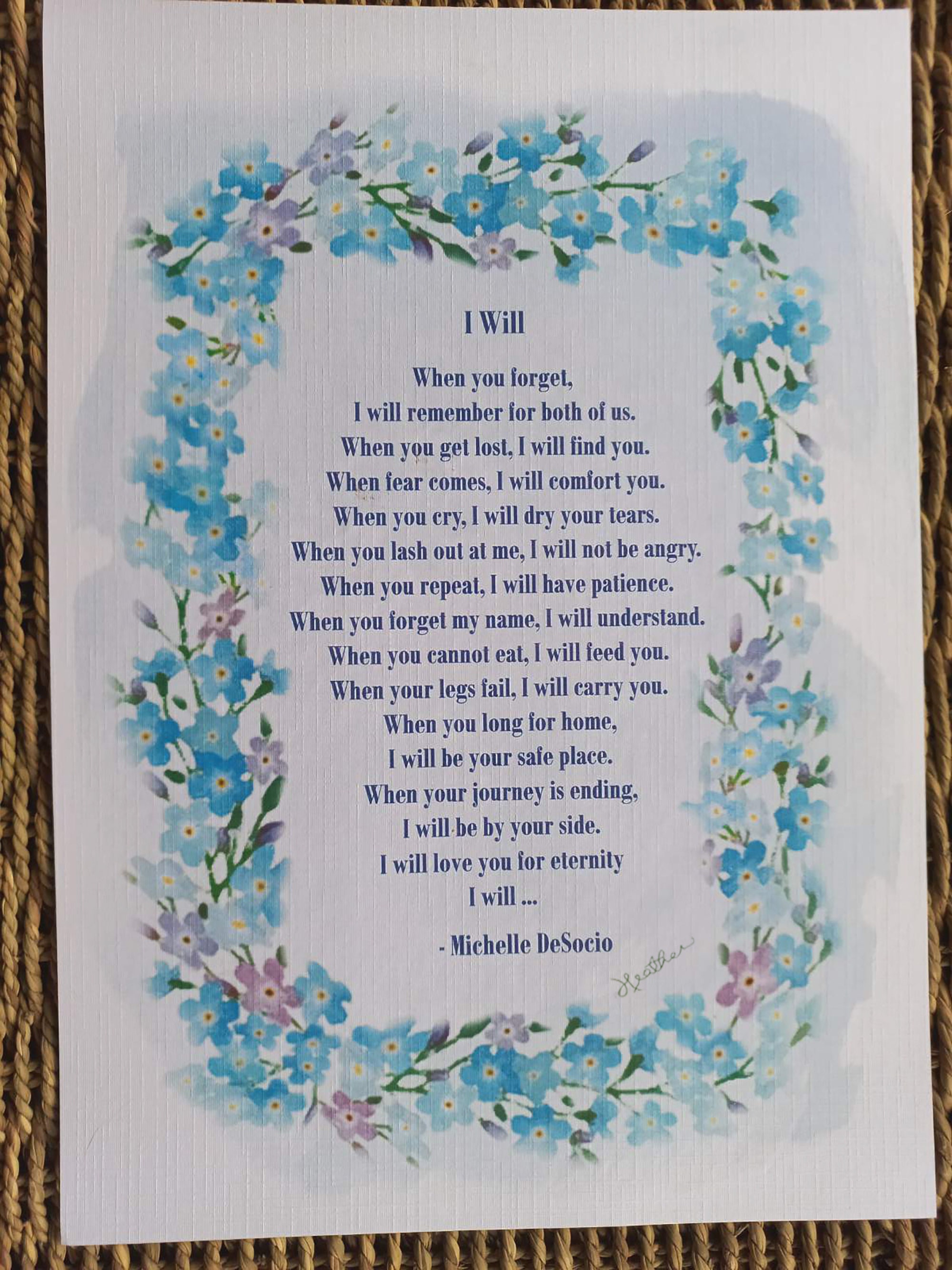 Dementia, Alzheimer's Poems. Choice of 4. Forget Me Not A4 Print From ...