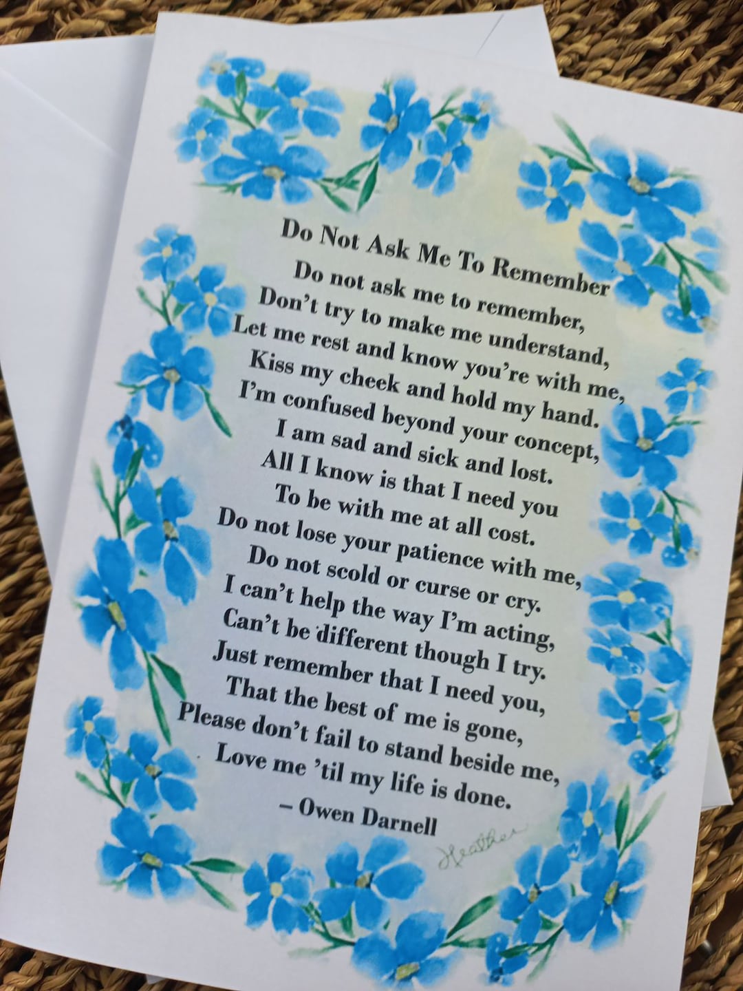 Forget-me-not Dementia & Alzheimer’s Awareness Art Card: Watercolor ...