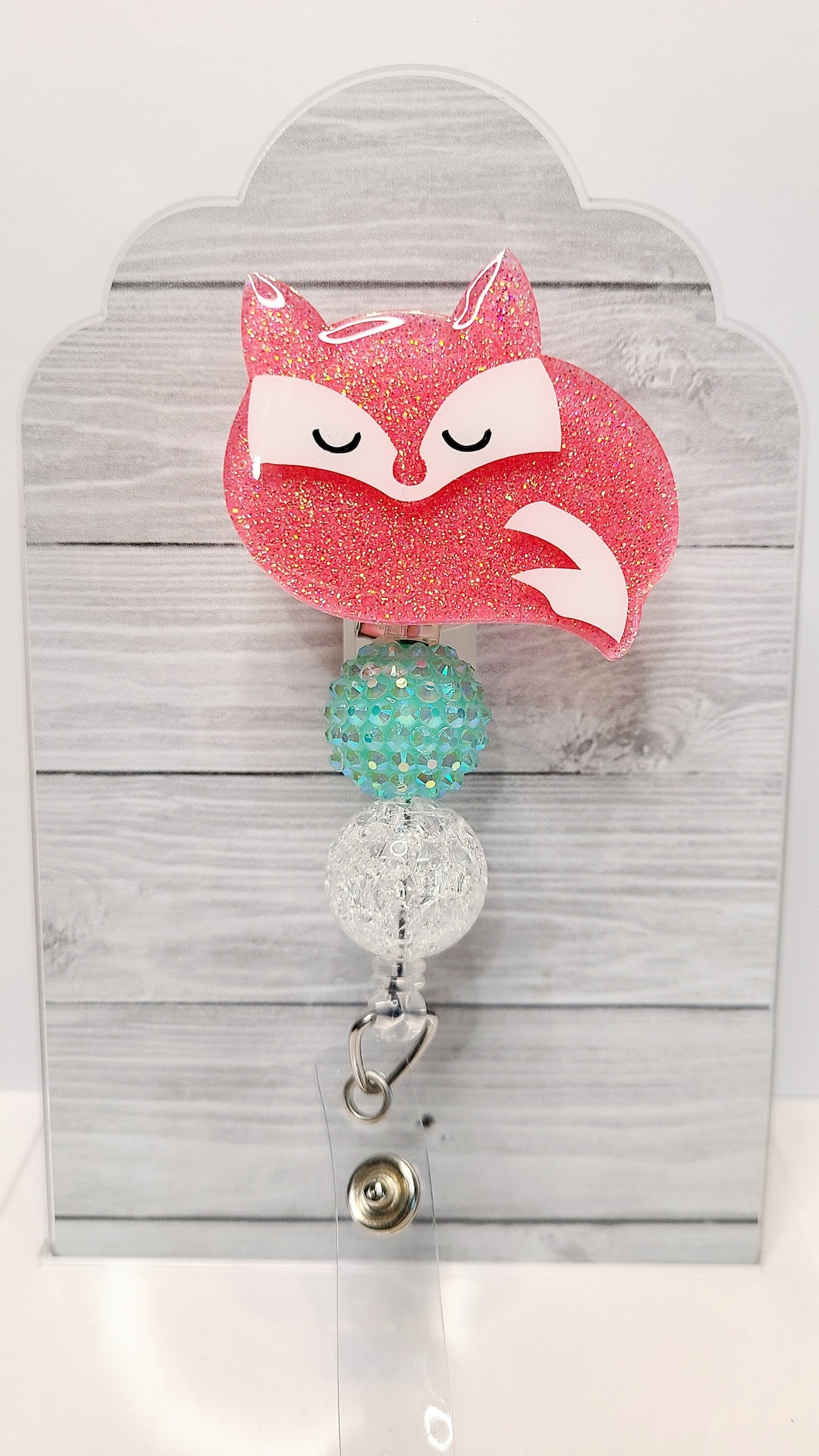 Fox Badge Reel, Spring Badge Reel, Beaded Badge Reel, Interchangeable ...