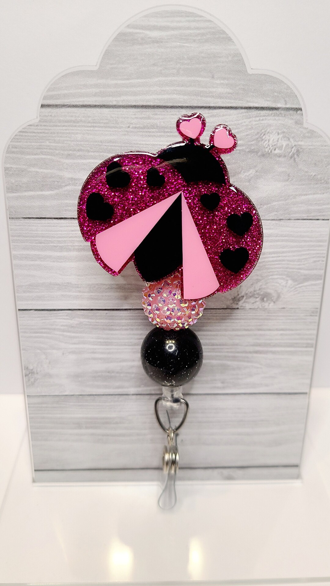 Lady Bug Badge Reel, Valentine's Day, Spring Badge Reel, Dark Pink ...