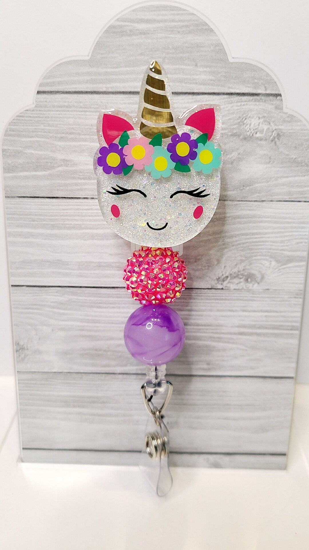 Unicorn Badge Reel, Spring Badge Reel, Bead, Cute, Interchangeable ...