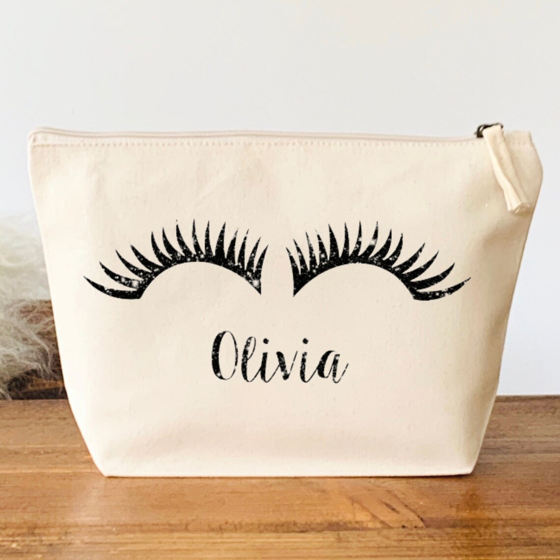 Personalised Organic Make up Bag Eyelash Cosmetic Bag - Etsy UK