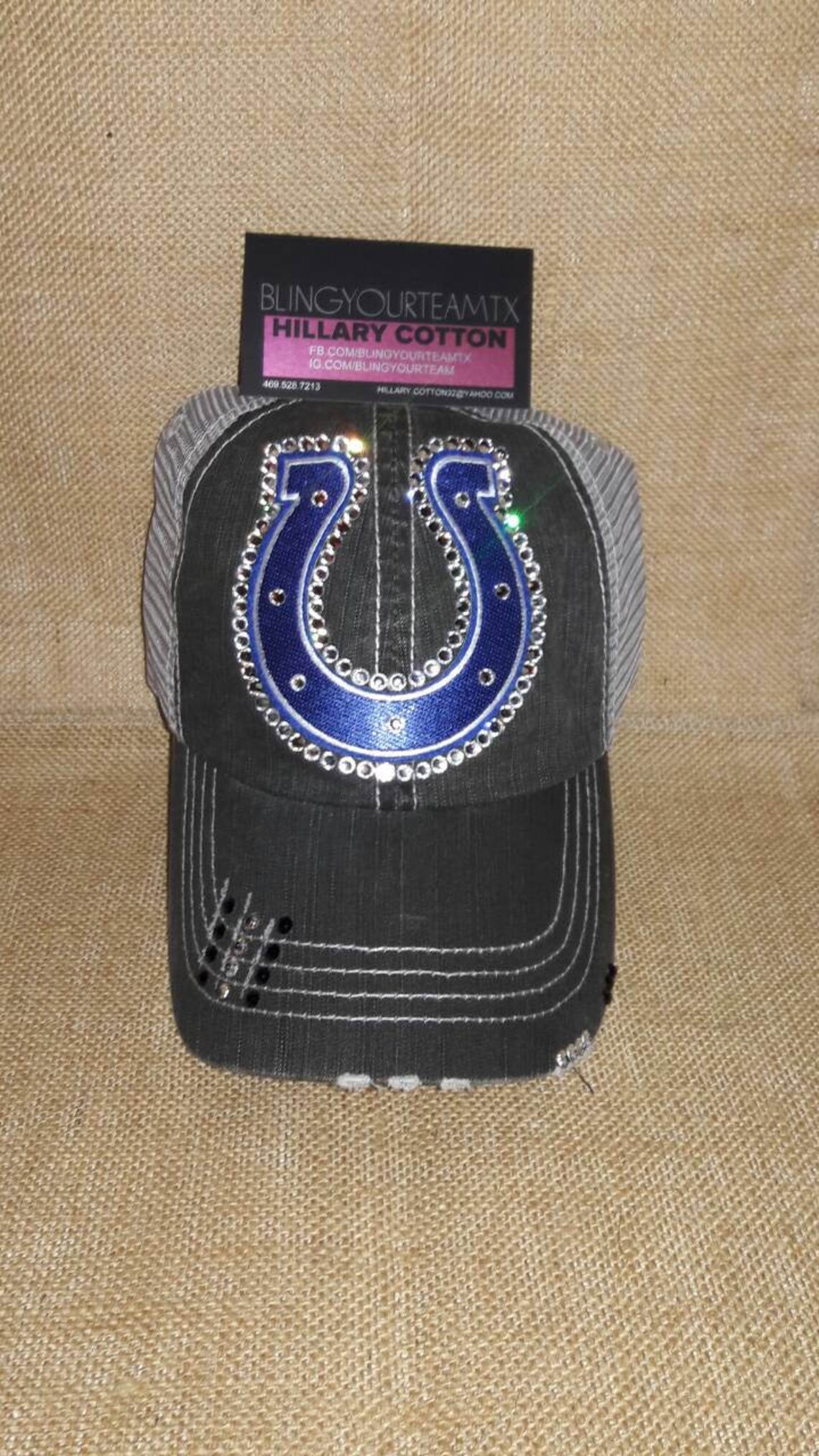 Colts Rhinestone Bling Swarovski Patch Distressed Trucker Hat | Etsy