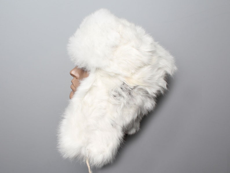 Genuine White Rabbit Fur hat Ushanka/Traditional | Etsy