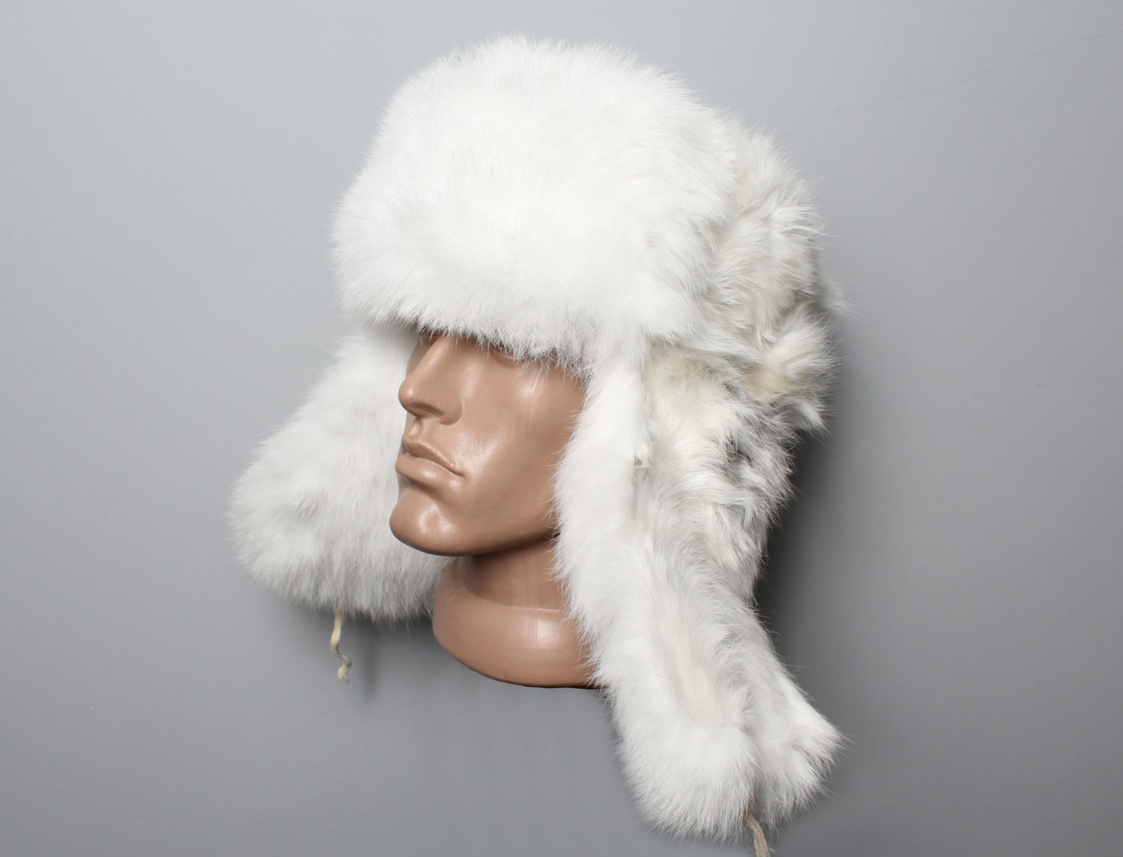 Genuine White Rabbit Fur hat Ushanka/Traditional | Etsy