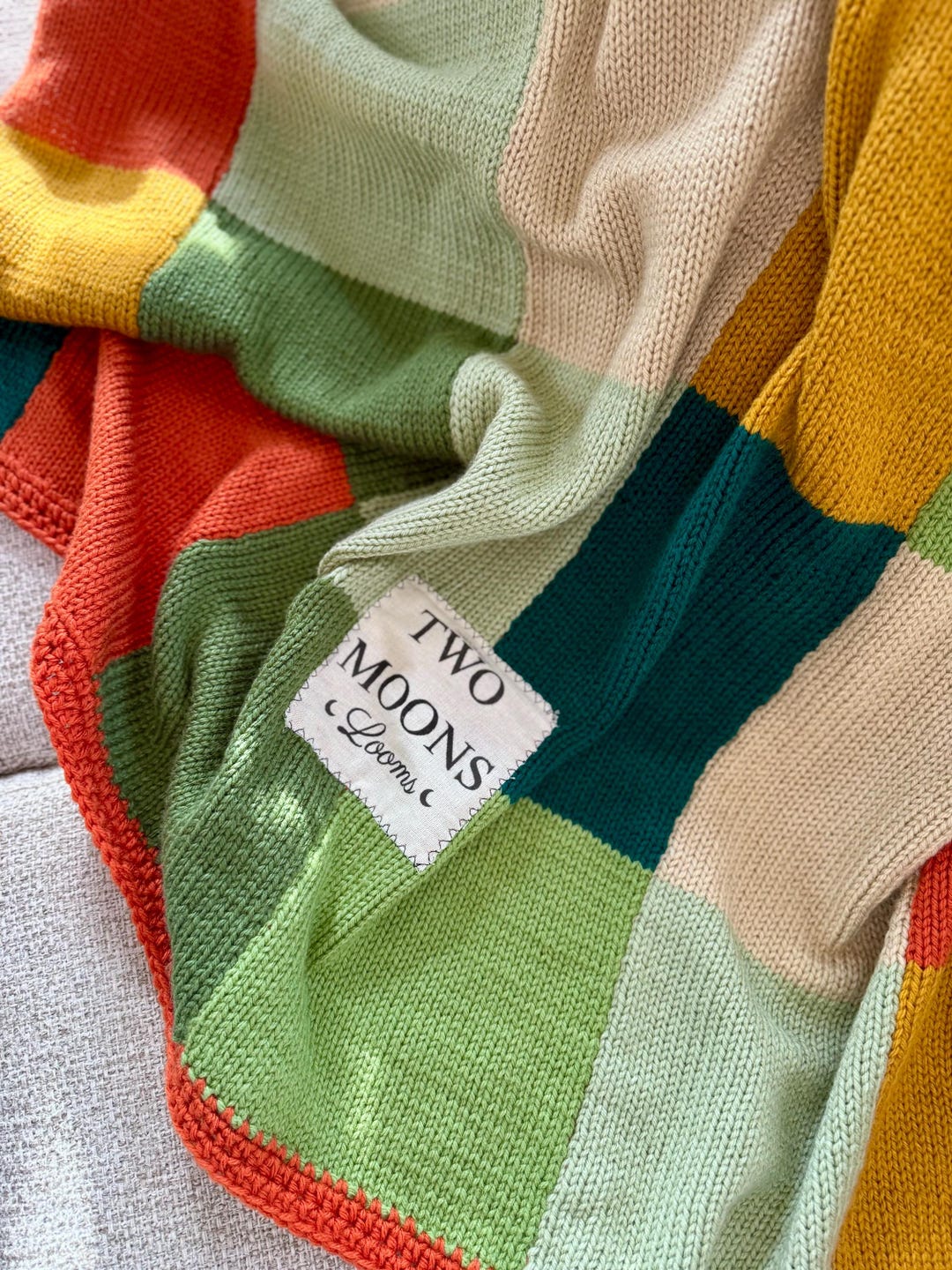 Handmade Patchwork Crochet Blanket – Color Block Knit Throw – Boho ...