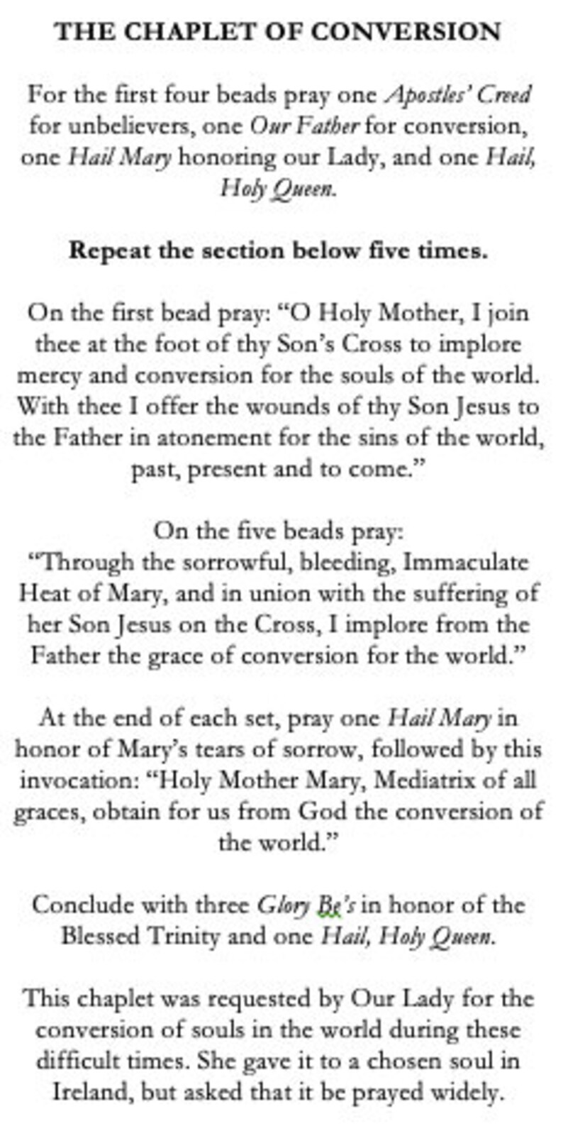 Conversion Catholic Chaplet | Etsy