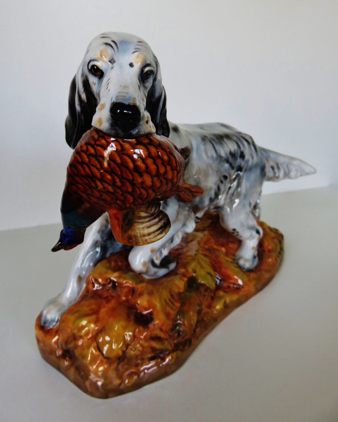 Rare Royal Doulton English Setter in Leaves With Pheasant in Mouth HN ...