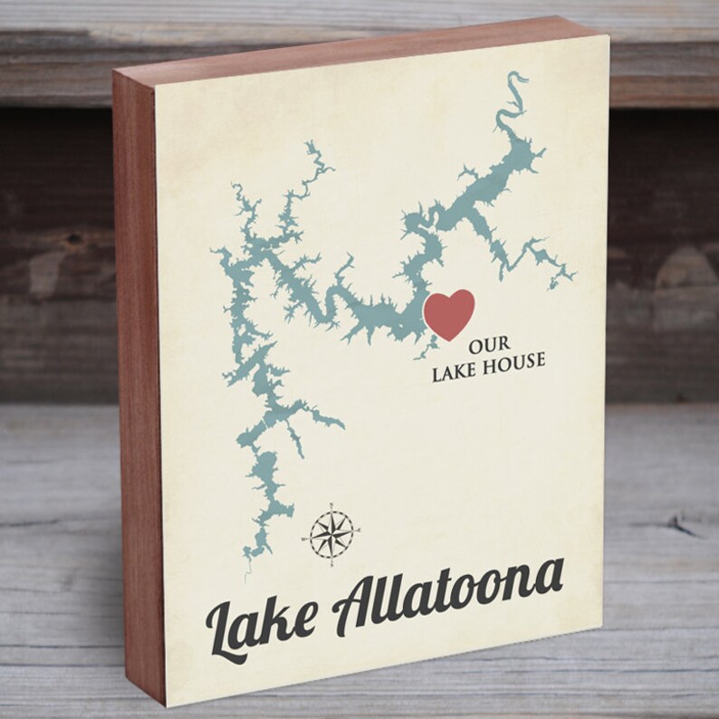 Lake Allatoona Map Georgia Lakehouse Decor | Etsy