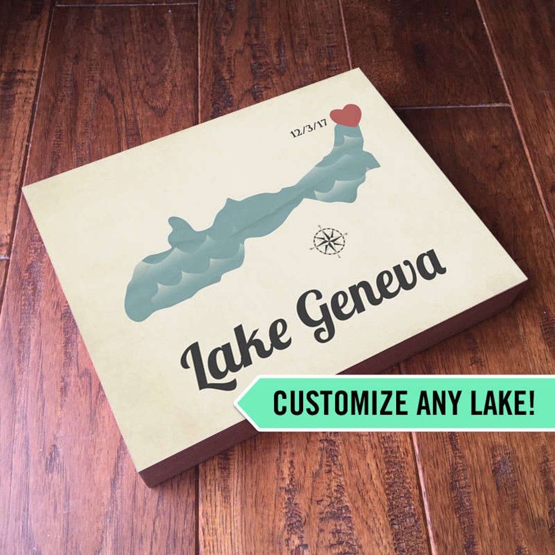 Custom Lake Sign Lake House Gift Personalized Lake House Decor Lake Map ...