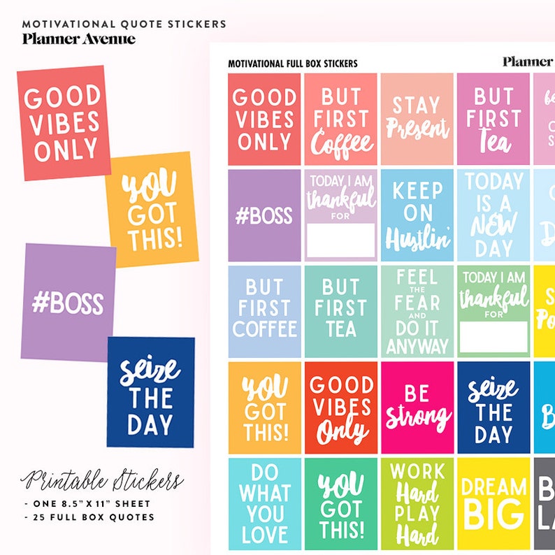 Quote Stickers, Printable Planner Stickers, Motivational Stickers, Erin ...