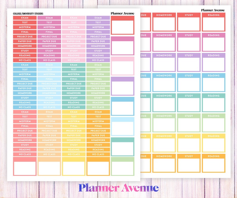 College Planner Stickers, School Planner Stickers, Student, Erin ...
