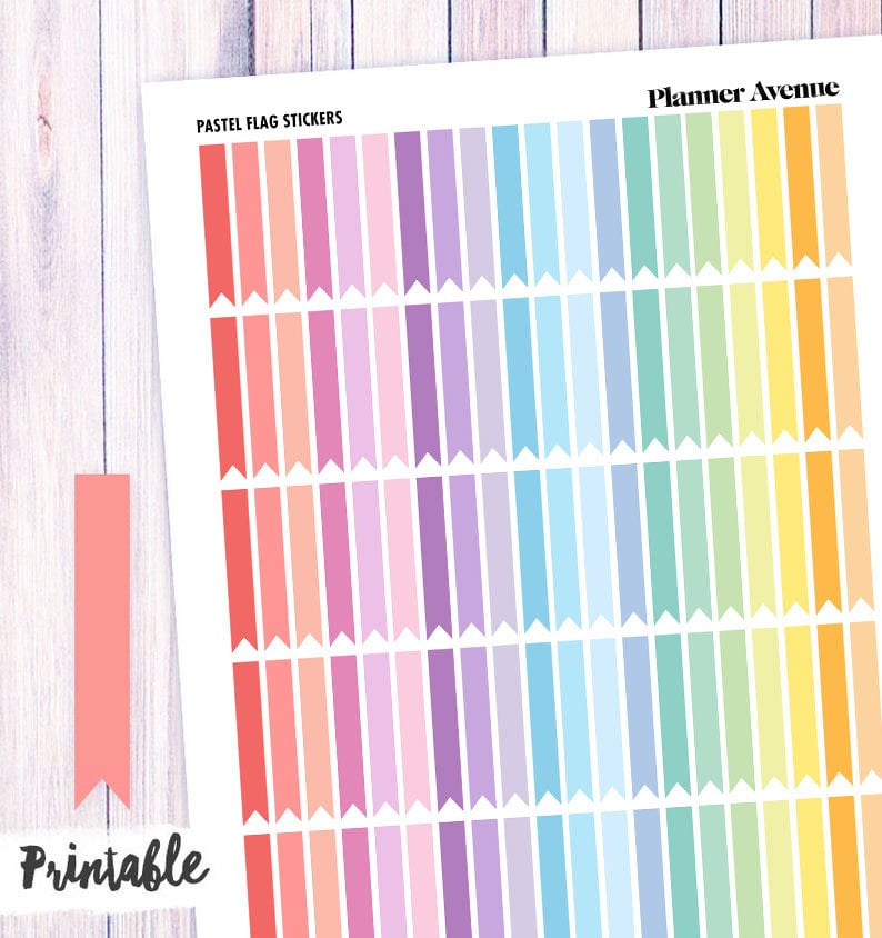 Printable Solid Blank Flag Stickers, Erin Condren Planner Stickers ...