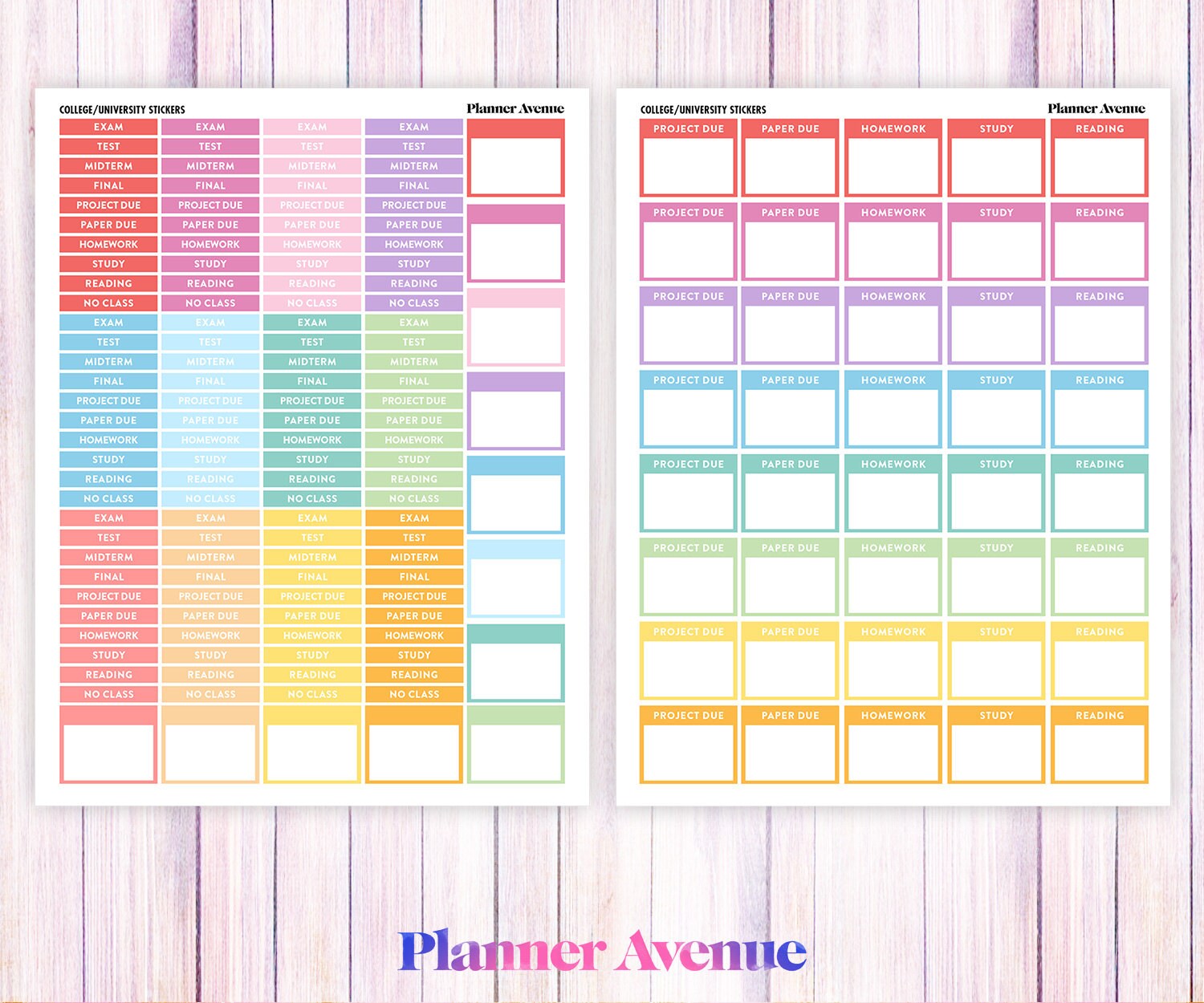 College Planner Stickers