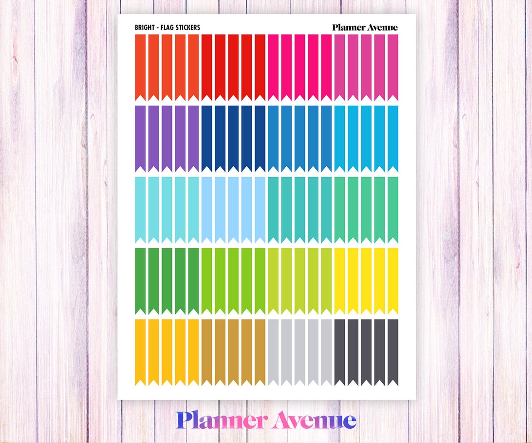 Blank Skinny Flag Printable Planner Stickers, Bright, Colorful ...