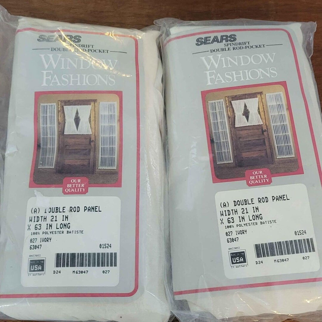 NIP 2 Vintage Sears Double Rod Panel Curtains for Door 21 X 63 Ivory ...