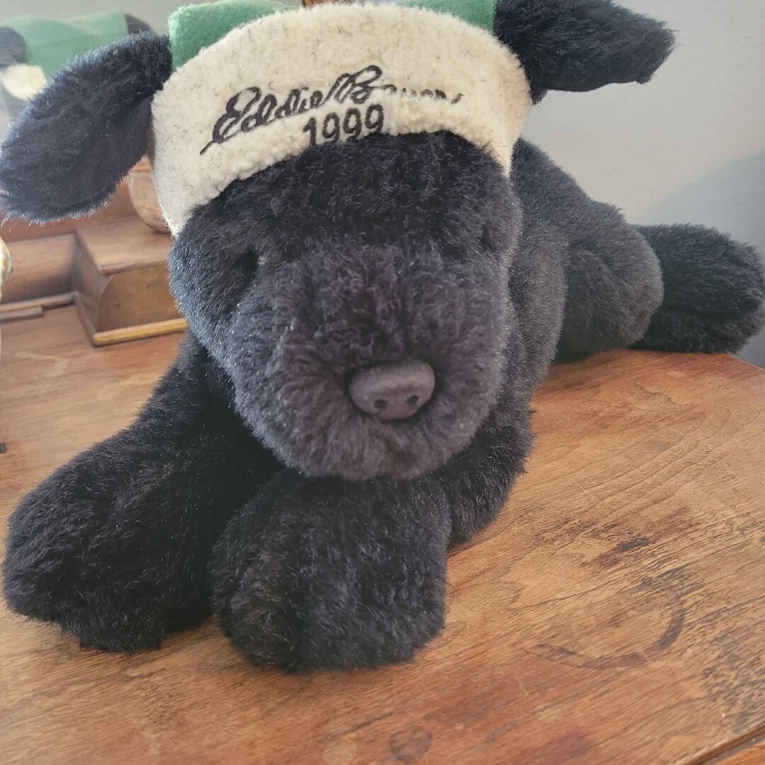 Vintage 1999 Black Labrador GUND Eddie Bauer Plush Stuffed Animal 17 ...