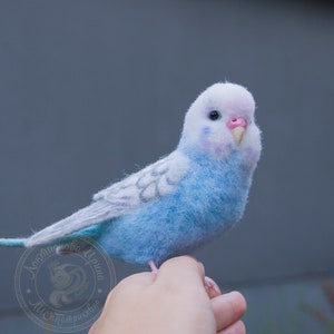 Budgerigar Blue Parrot Feltid Realistic Bird Needle Felting Sculpture ...
