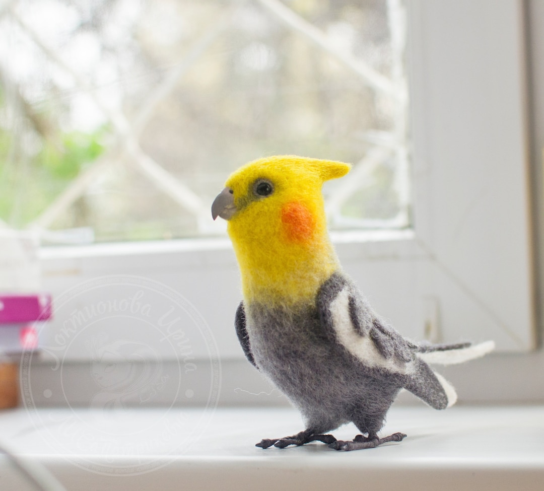 Needle Felted Corella Parrot Figurine: Realistic Wool Bird Decor - Etsy