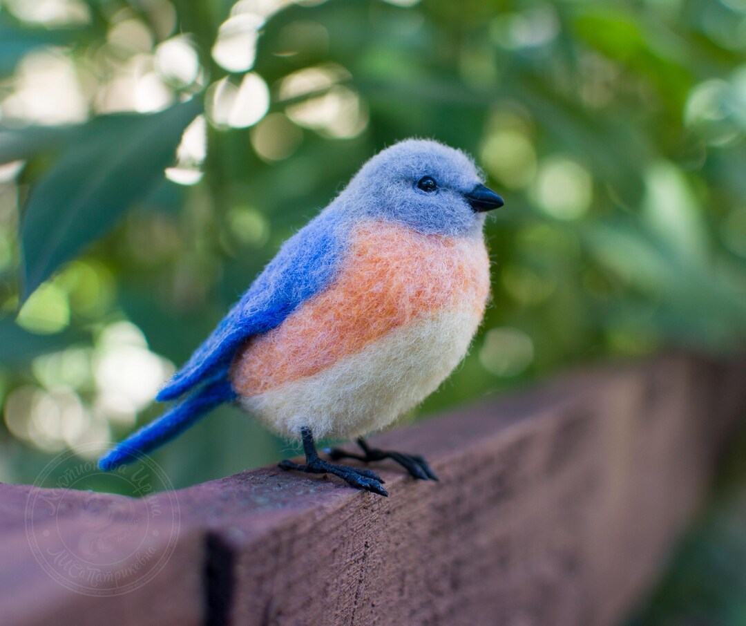 Needle Felted Blue Bird Figurine: Realistic Wool Sculpture - Etsy